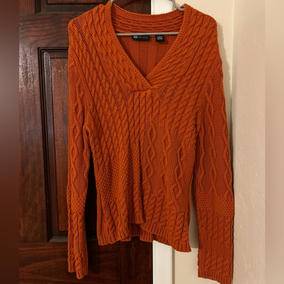 Relativity | Tops | Relativity Orange Long Sleeve Knit Sweater | Poshmark